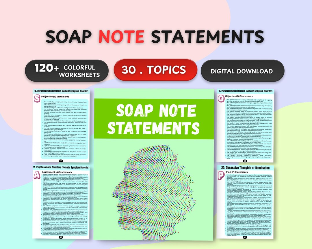 2400 Soap Note Statements | Therapy Intervention Examples Reference ...