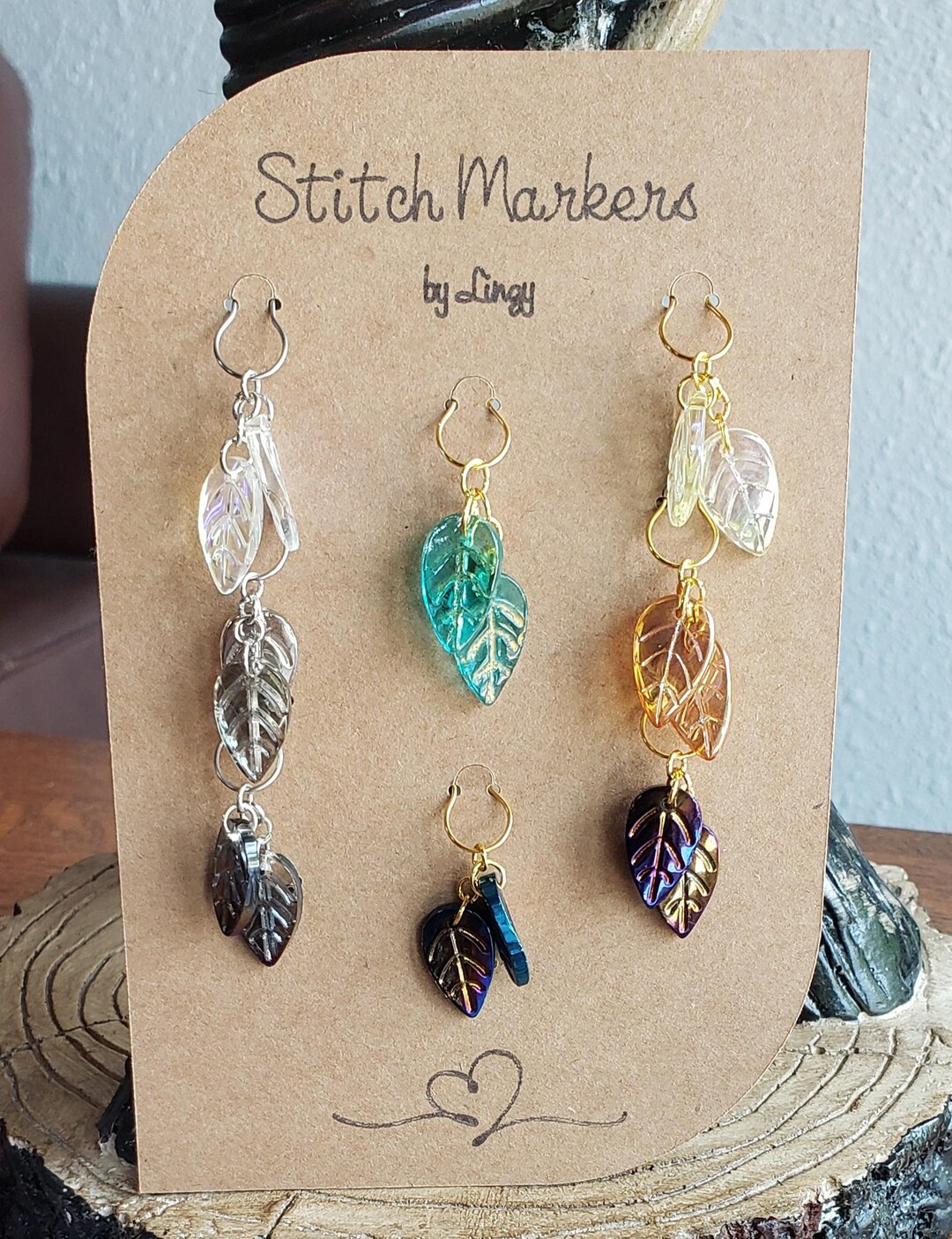 Stitch Markers With Leaf Charms - Etsy