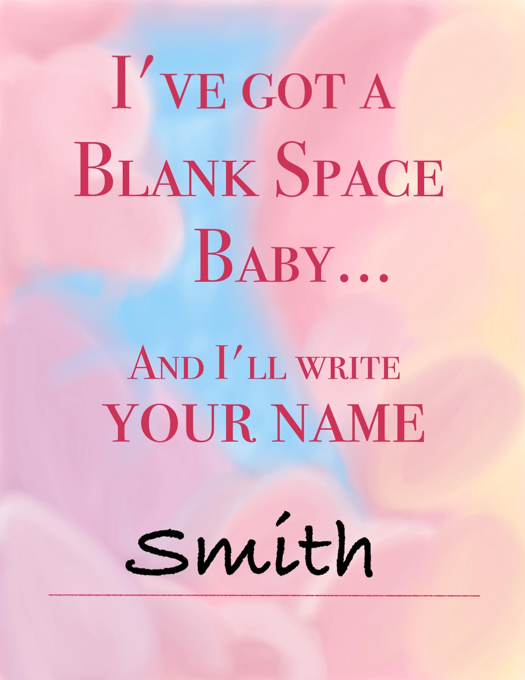 Swiftie Bachelorette Sign, Personalized Blank Space Print - Etsy