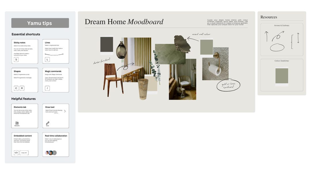Dream Home Mood Board Template: Minimalist Brand Design (canva Editable ...