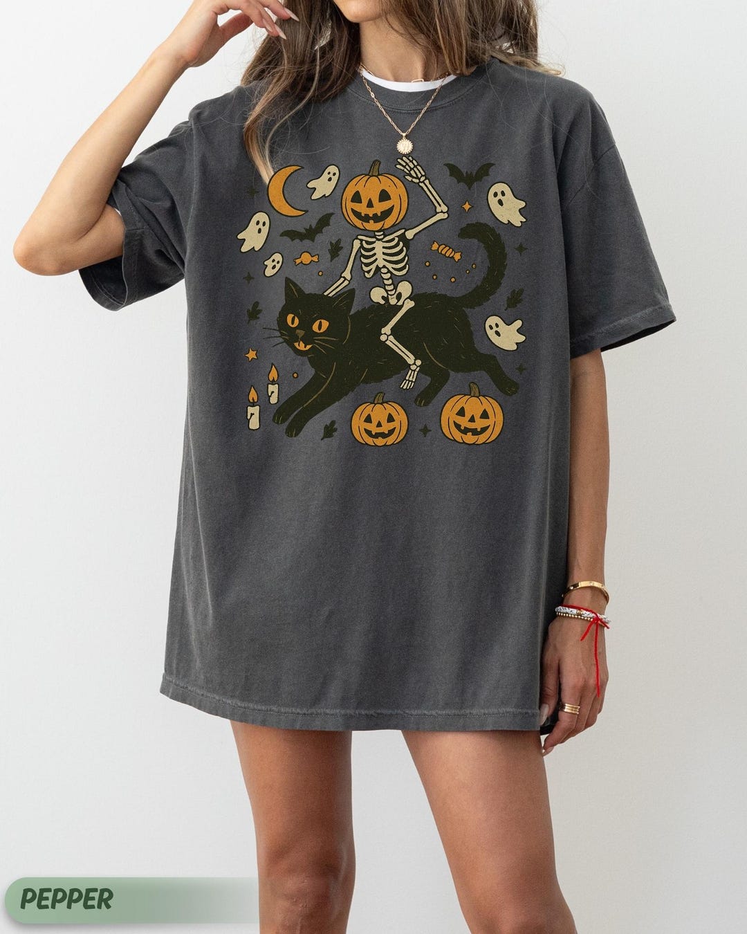 Comfort Colors® Doodles Skeleton Halloween Shirt Pumpkin Black Cat ...