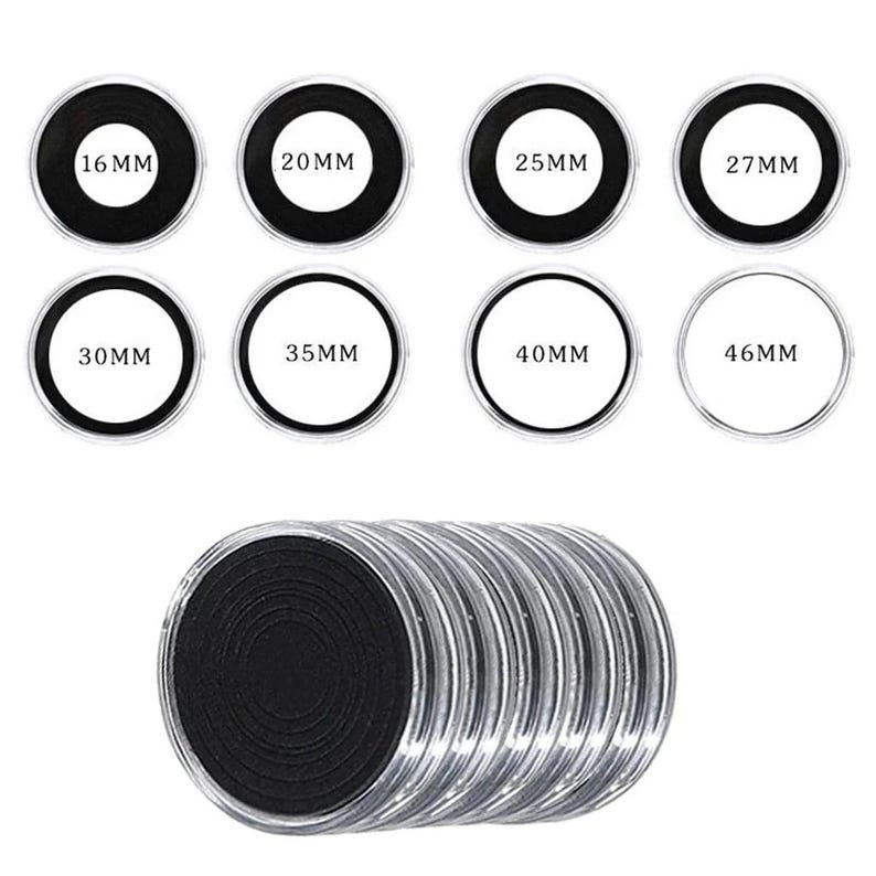 10 Clear Coin Holder Capsules With Black Gaskets – Premium Protection ...
