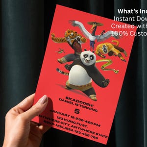 Kids Kung Fu Panda Birthday Invitation Editable Digital Download ...