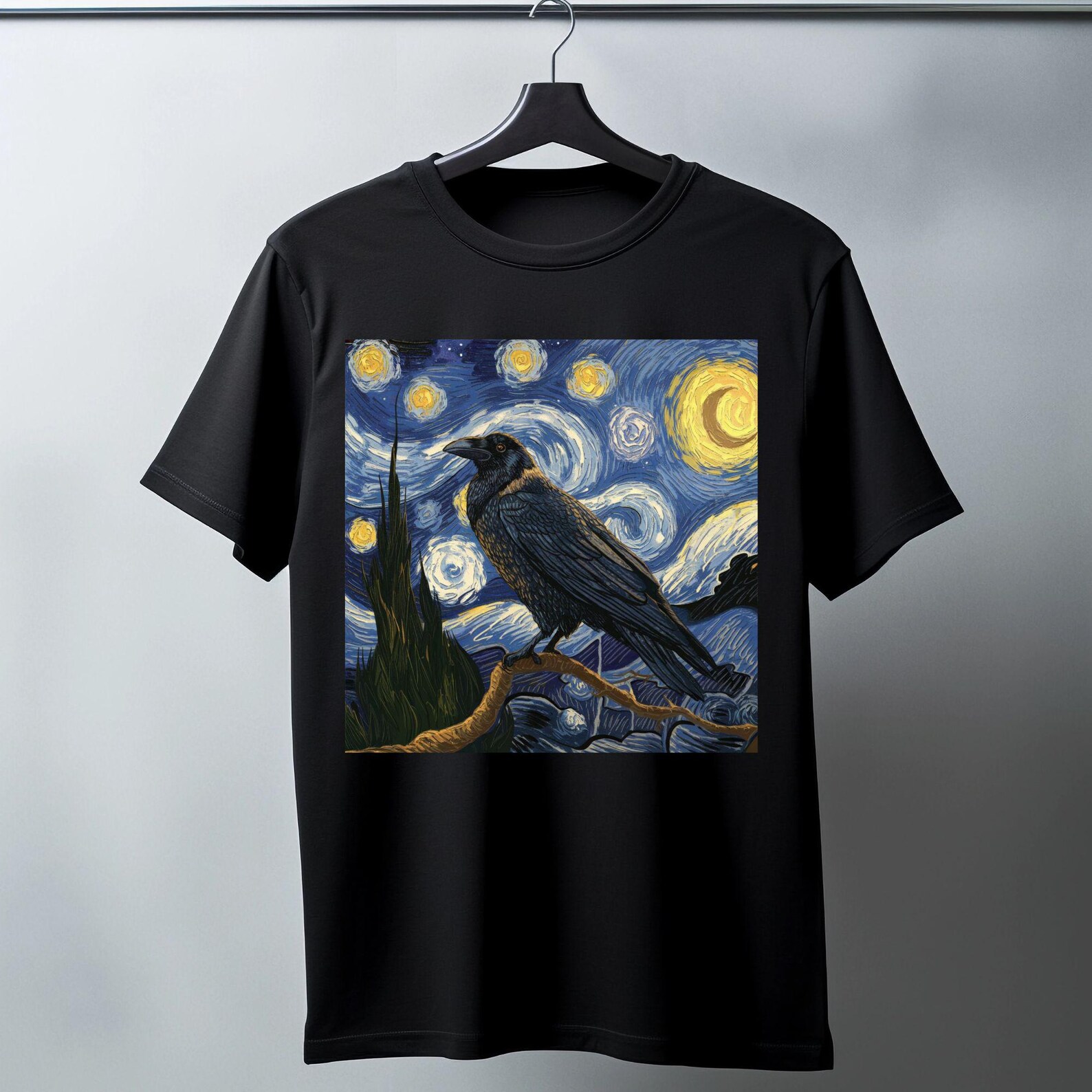 Raven Starry Night PNG: Gothic Van Gogh Crow Art (digital Download) - Etsy