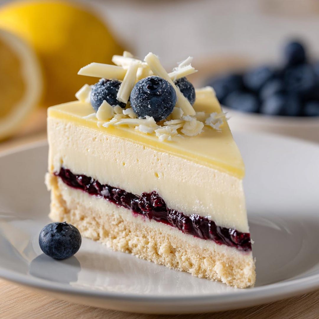 Lemon Blueberry Shortbread Mousse Cake Recipe | Layered Summer Dessert ...