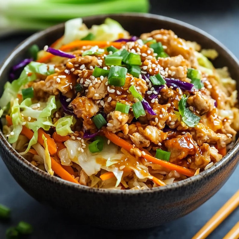 Chicken Egg Roll in a Bowl Recipe | Low Carb Asian Dinner (digital ...