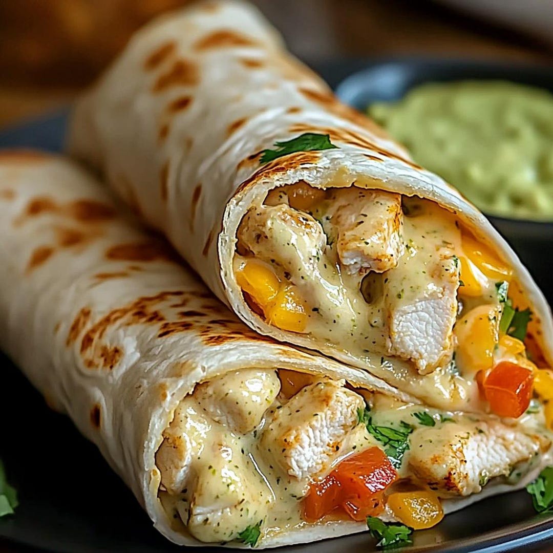 Cheesy Chicken Wrap Recipe | Lime-cilantro Sauce (digital Download ...
