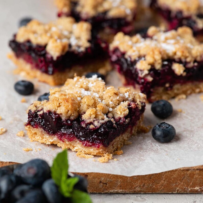 BEST RECIPE for Blueberry Oatmeal Bars | Fruit Jam Crumble Squares | Instant Digital Download ...