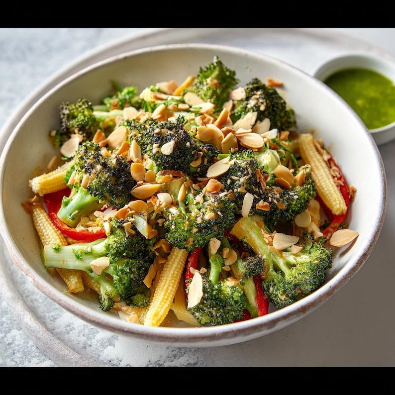 Broccoli Baby Corn Salad Recipe | Asian Sesame-soy Dressing (digital ...