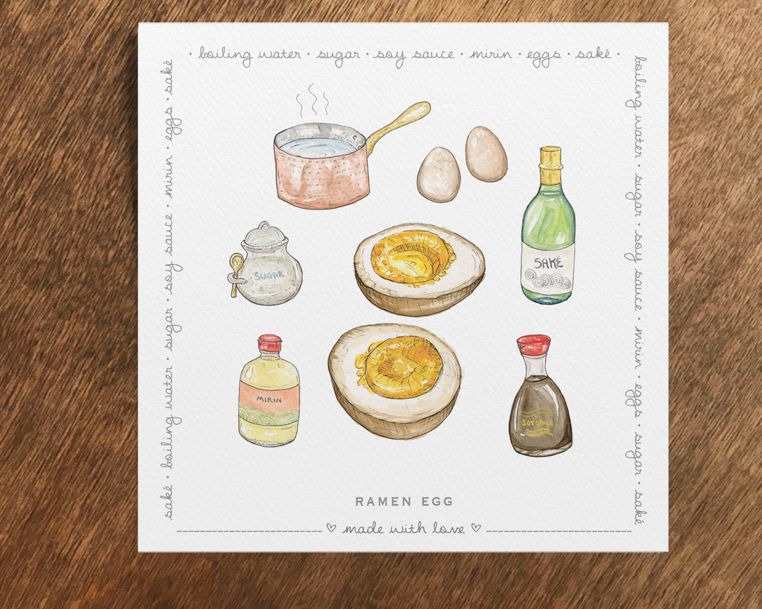 Ramen Egg Recipe Greeting Card, Ramen Birthday Card, Ramen Thank You ...
