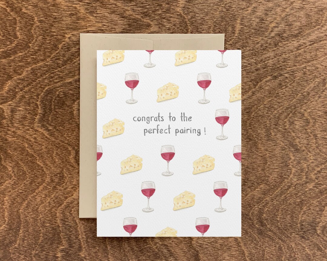 Perfect Pair Wedding Card, Perfect Pairing Wedding, Wine Cheese Wedding ...
