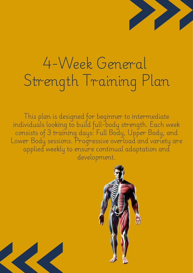 4-week General Strength Training Plan - Etsy