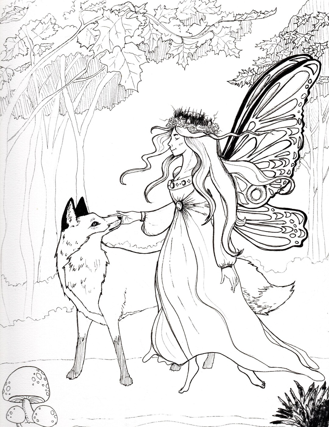 Fall Fairy Coloring Page - Etsy
