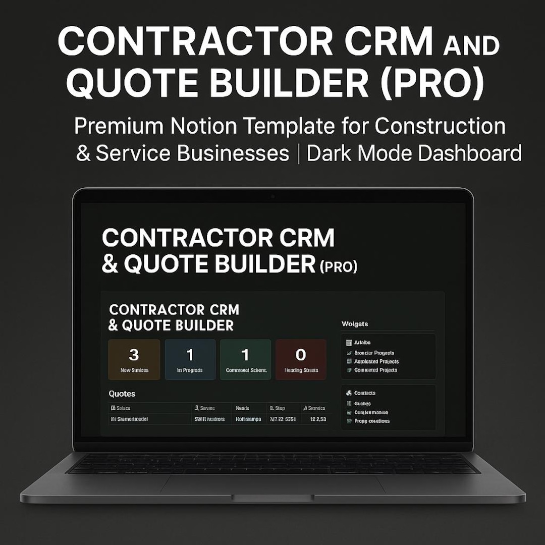 Contractor CRM and Quote Builder | Notion Template for Construction ...