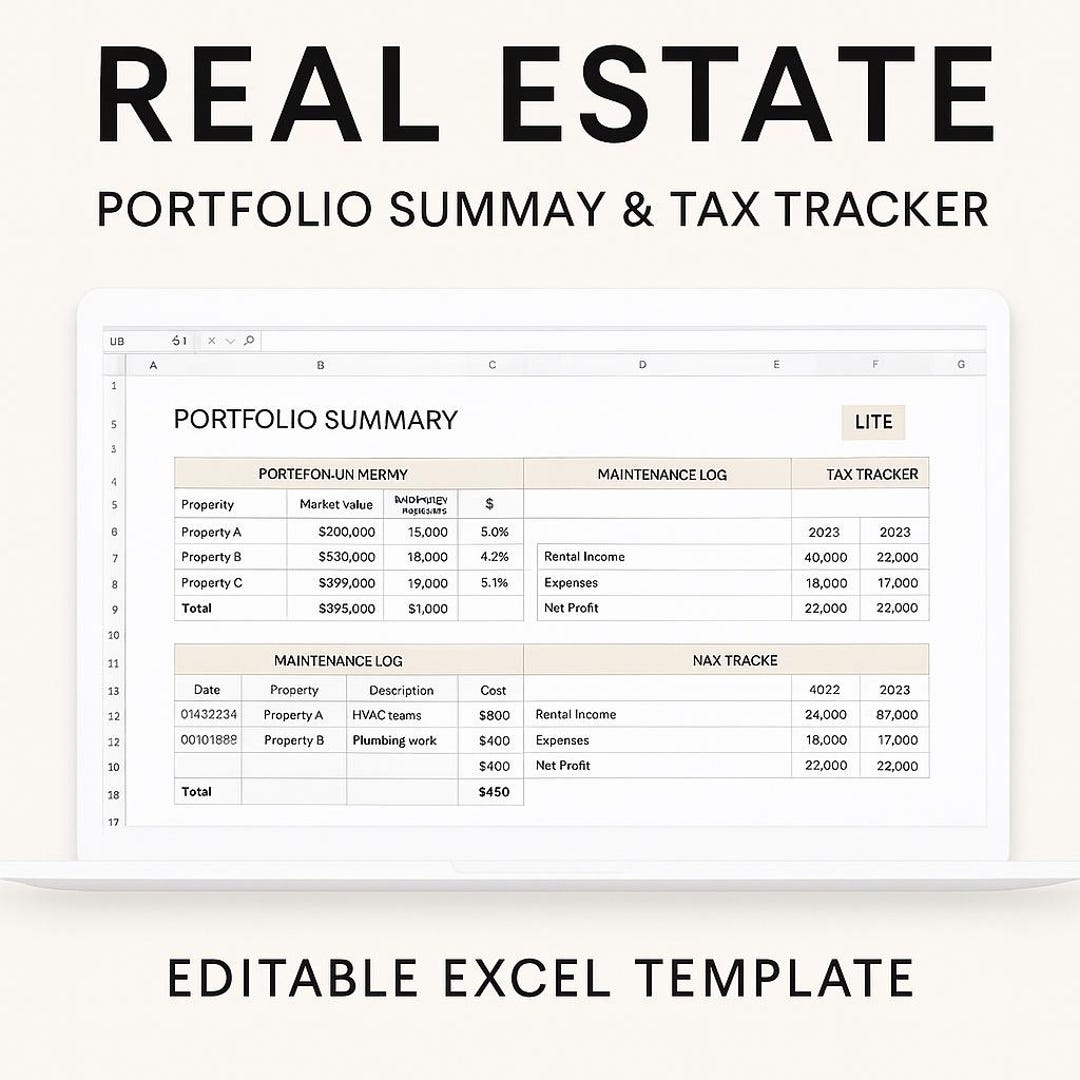 Real Estate Portfolio & Tax Tracker | Excel Spreadsheet for Rental ...