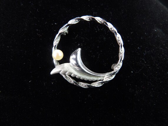 Vintage MCM Sterling Silver DCE Pearl & Flower Vine B… - Gem