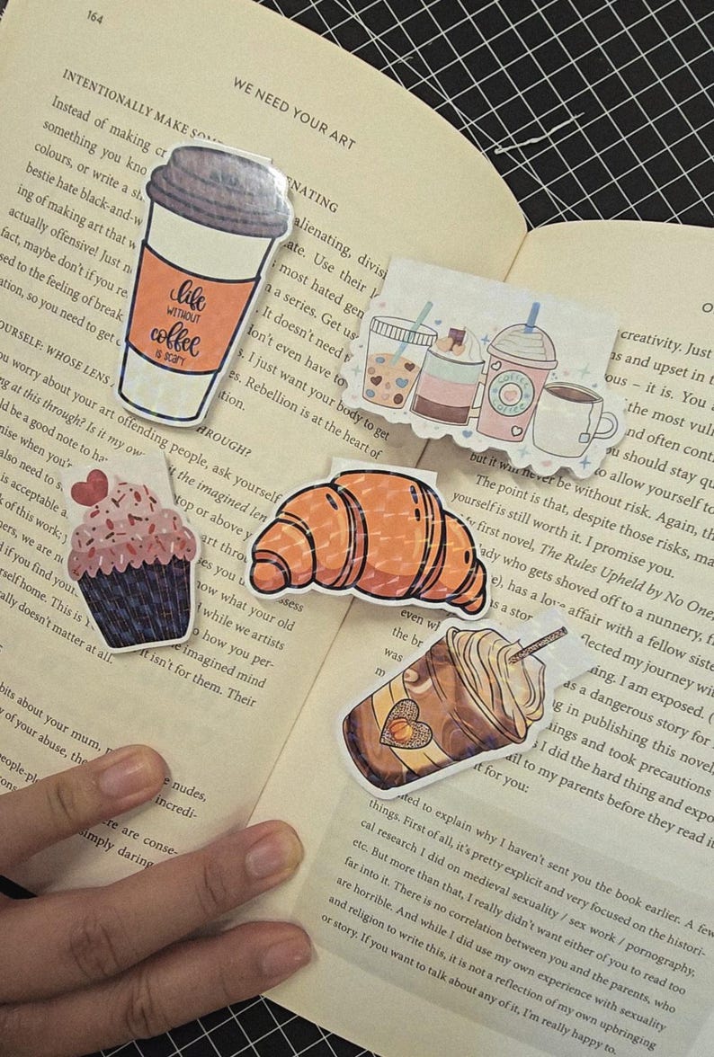 Cozy Café Magnetic Bookmarks Set – 5 Coffee & Sweet Treat Reading ...