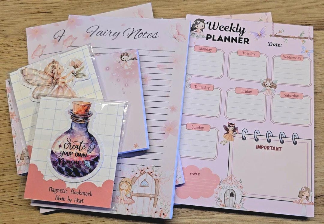 Fairy Weekly Planner Bundle | Weekly Planner + Mini Notepad + Bookmark ...