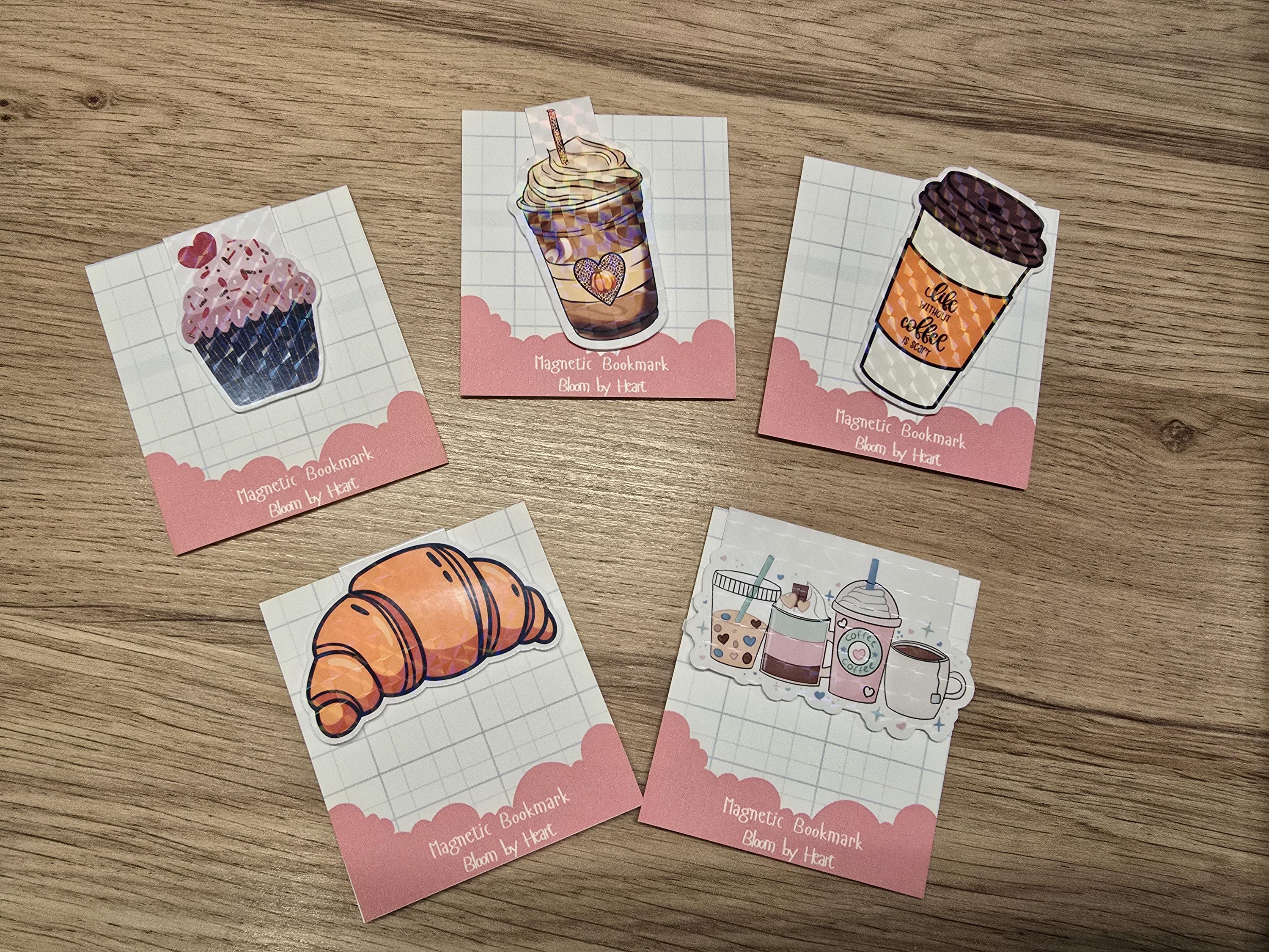 Cozy Café Magnetic Bookmarks Set – 5 Coffee & Sweet Treat Reading ...