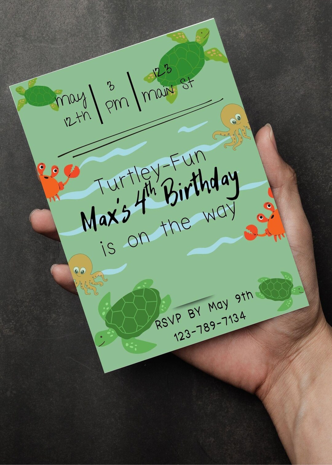 Editable Birthday Cards | Girls Theme Seashell | Boys Theme Turtle Sea ...
