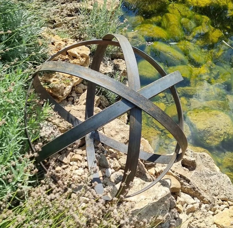 Brutal Metal Garden Ball, Bolted Sculpture Country Classic for Garden ...