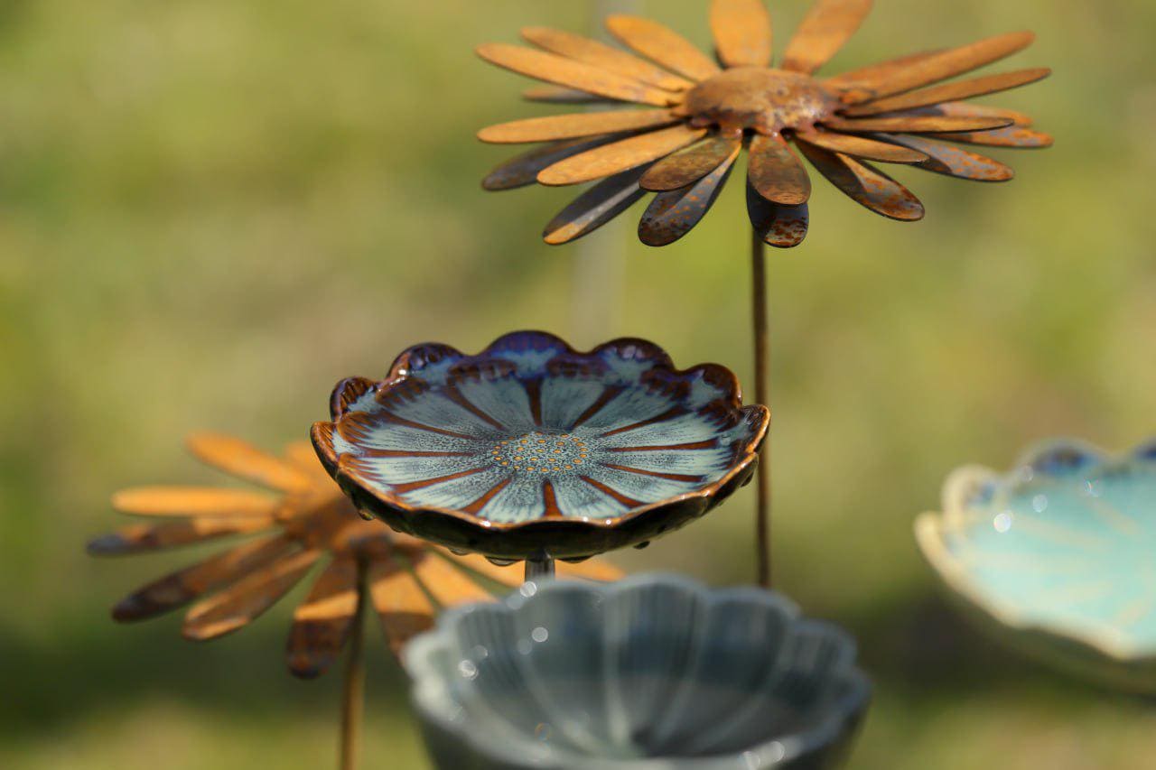 Handmade Ceramic Bird Bath, Glazed Porcelain Garden Decor, Gardening, A ...
