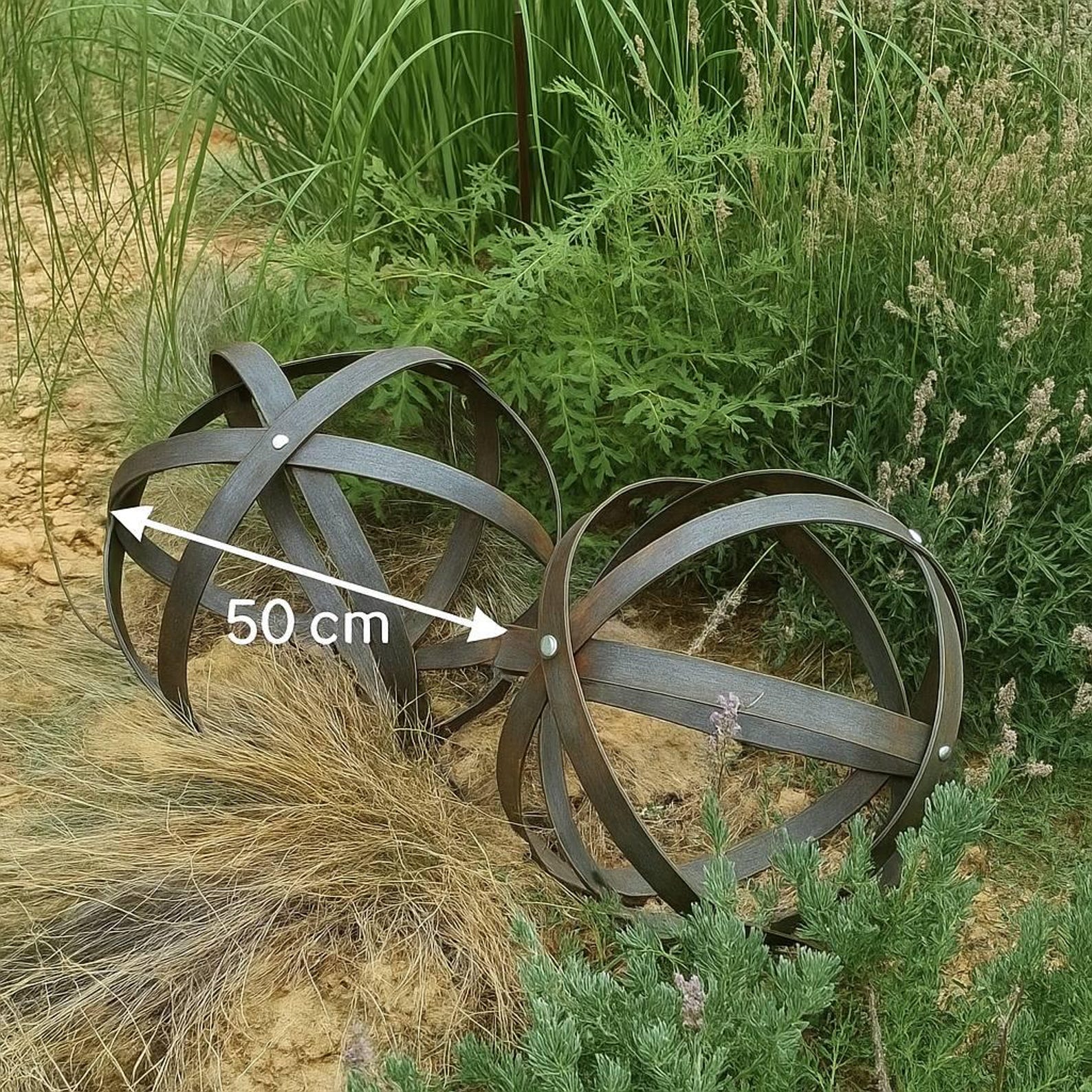 Brutal Metal Garden Ball, Bolted Sculpture Country Classic for Garden ...