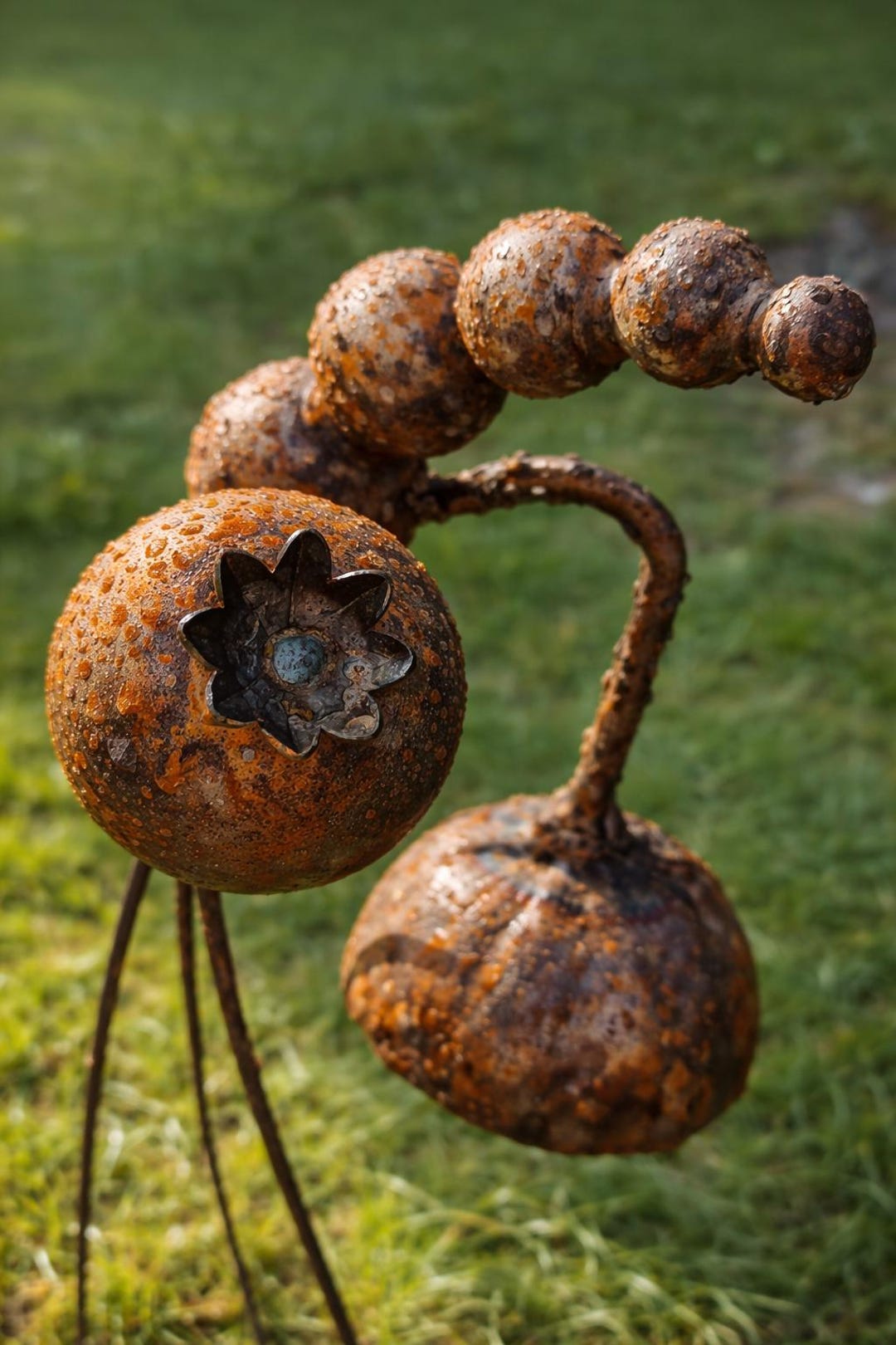 Rusty Garden Trio: Poppy, Lily, Sculptures on Stakes - a Set of Metal ...