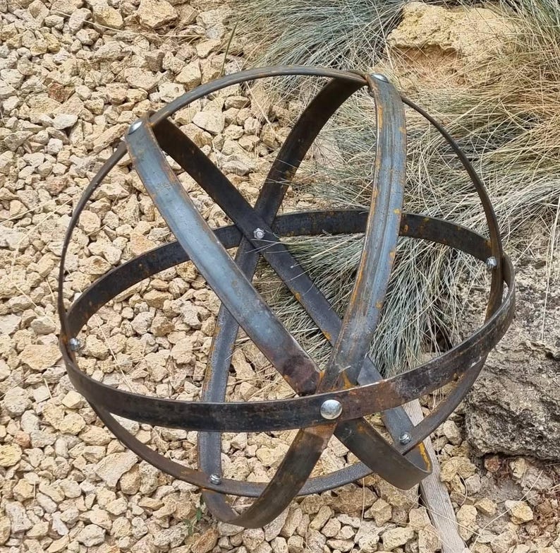 Brutal Metal Garden Ball, Bolted Sculpture Country Classic for Garden ...