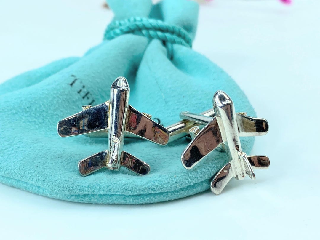 Tiffany & Co Airplane Pilot Plane Jet Cufflinks Sterling Silver 925 10g ...