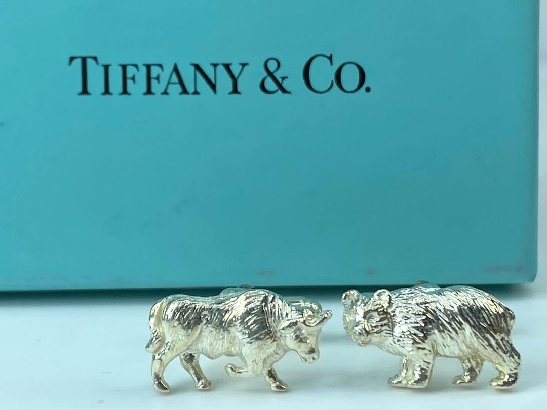 Tiffany & Co. Figural Bear and Bull Sterling Silver Cufflinks 9.4g ...