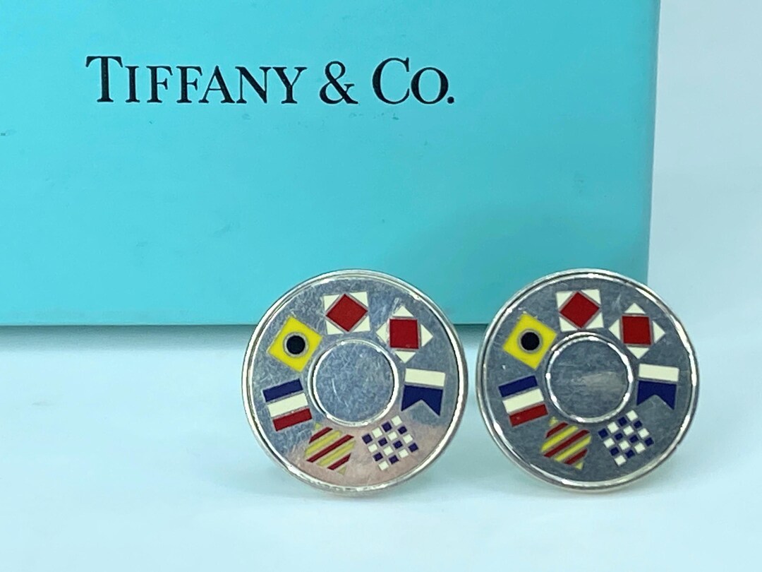 Tiffany & Co. Vintage Enameled Nautical Flag "tiffany" SS Cufflinks 15 ...