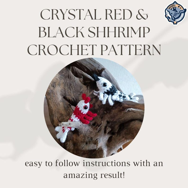 Crystal Red & Black Shrimp Crochet Pattern – Amigurumi Keychain – Caridina Inspired – Easy PDF ...