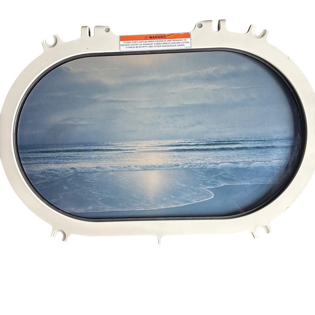 Real Oval Porthole Window Frame With Ocean Beach Scene Art Decor ...
