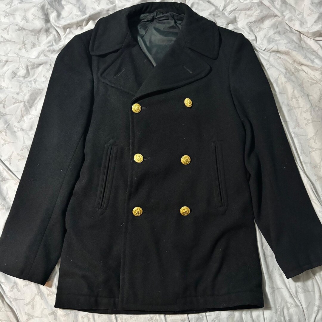 Vintage 1980s U.S. Military Enlisted Wool Overcoat Black 34R Navy ...