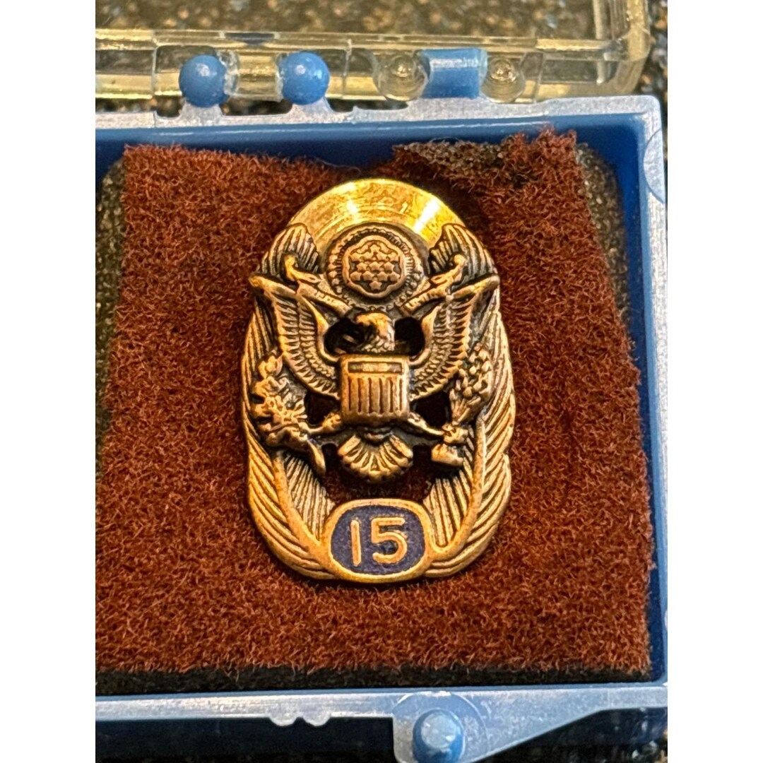 Vintage US Army 15 Years Service Lapel Pinback Badge Emblem Military ...