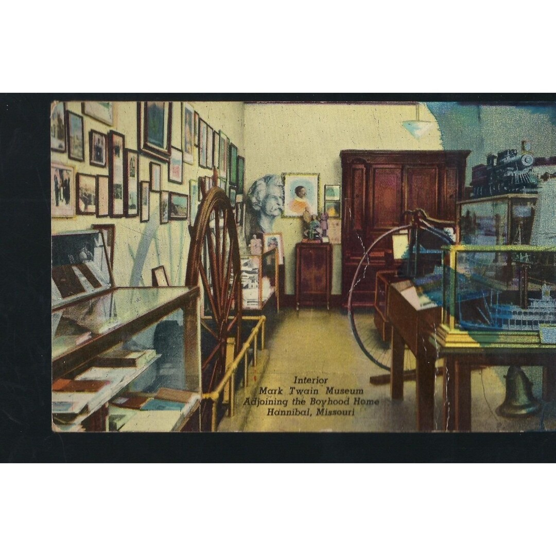 Vintage Mark Twain Museum Interior Hannibal MO Postcard Used 1940s ...