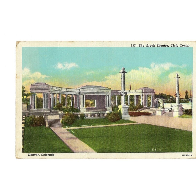 Vintage Greek Theatre Civic Center Denver Colorado Postcard Used 1950s ...