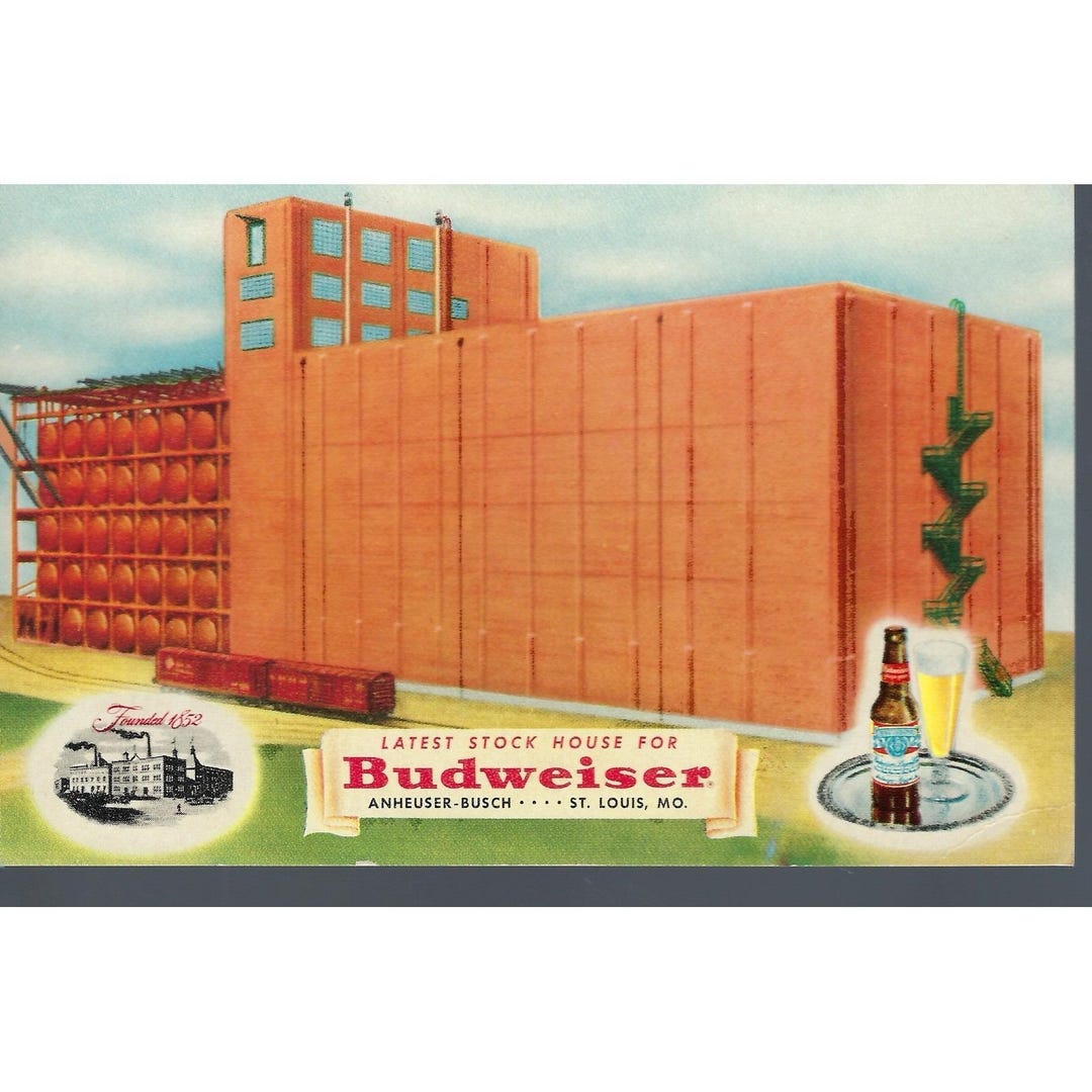 Budweiser Stockhouse 14 Anheuser Busch St Louis MO Postcard Vintage - Etsy