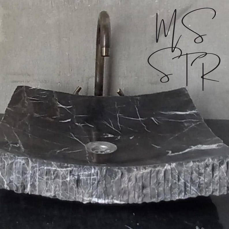 Nero Marquina Black Marble Sink: Handcrafted Rectangular Vessel With ...
