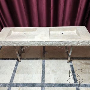 Rustic Travertine Double Sink: Natural Stone Wall Mounted Vanity - Etsy