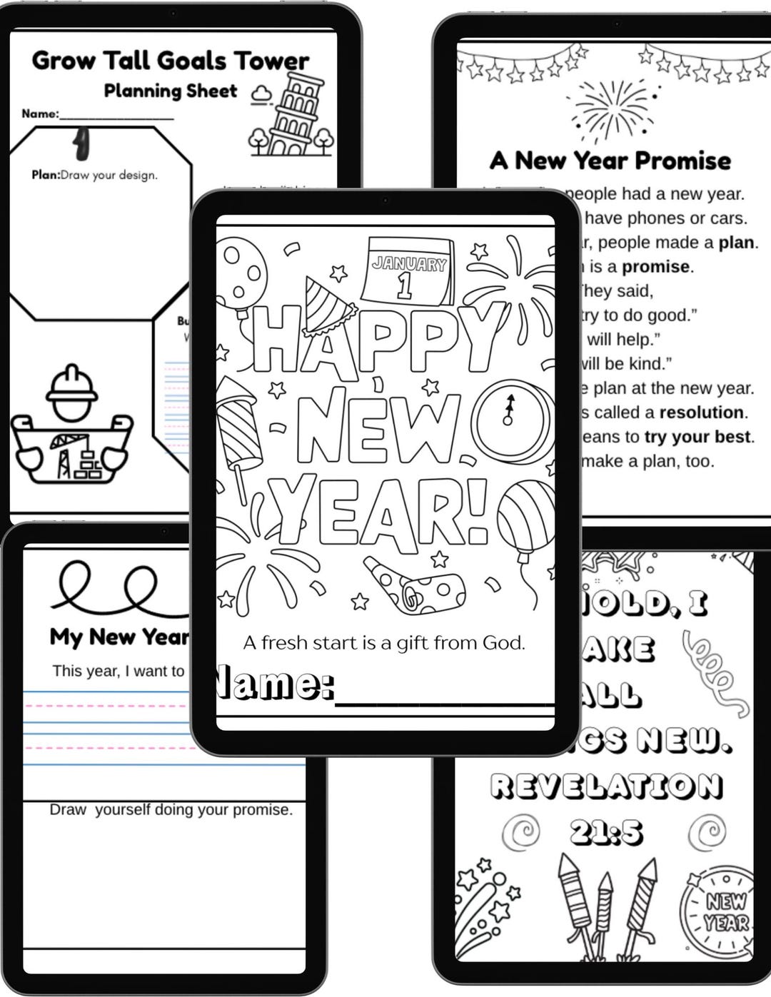 Printable Christian Learning Packet for the New Year: Reading, Math ...