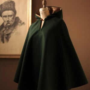 Womens Dark Green Wool Cape - Etsy