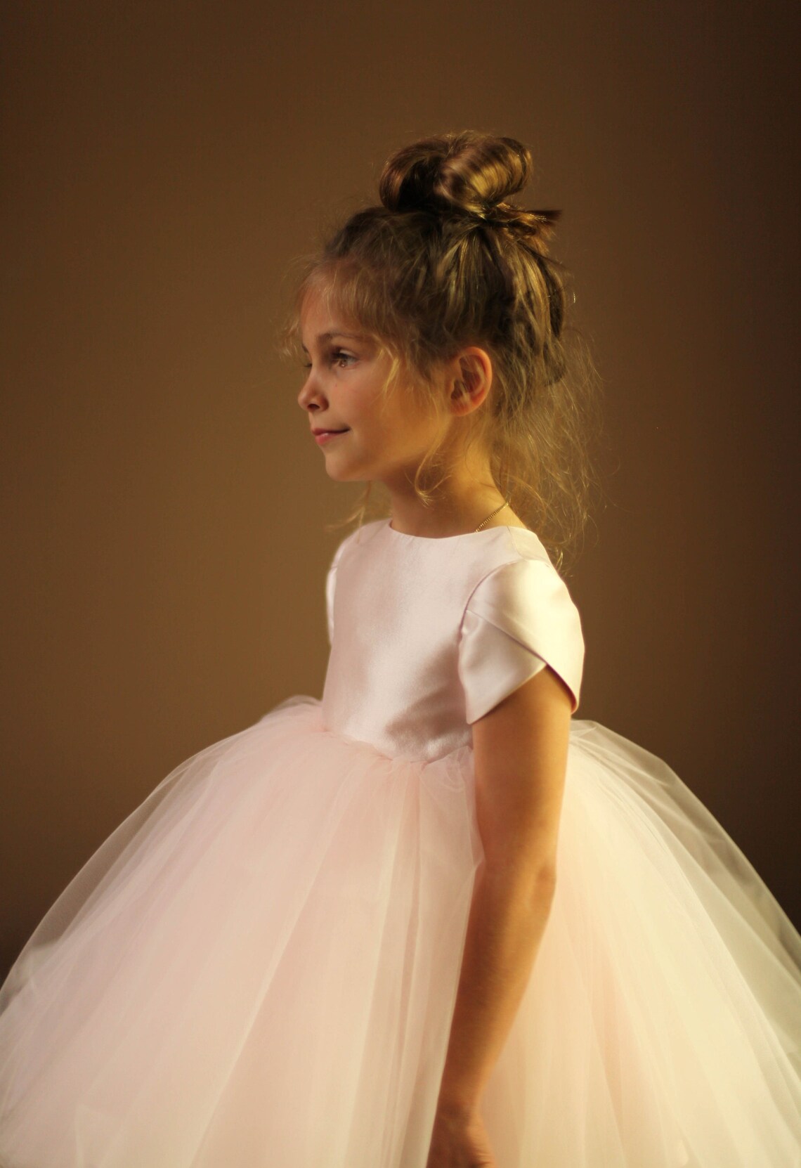 Pink Princess Flower Girl Dress Light Pink Silk Wool Bodice - Etsy