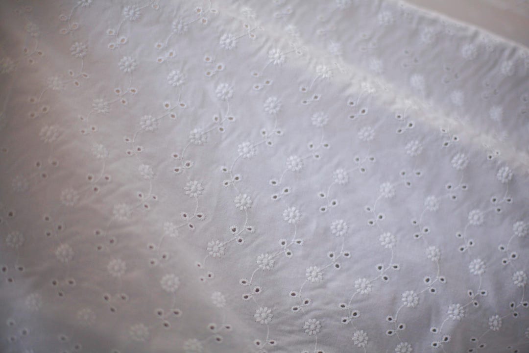 White Eyelet Cotton Fabric - Etsy