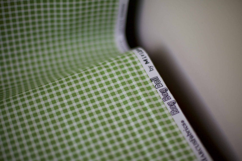 Small Green Check Fabric by Miriam Rawson for Rag Bag Doll Collection ...