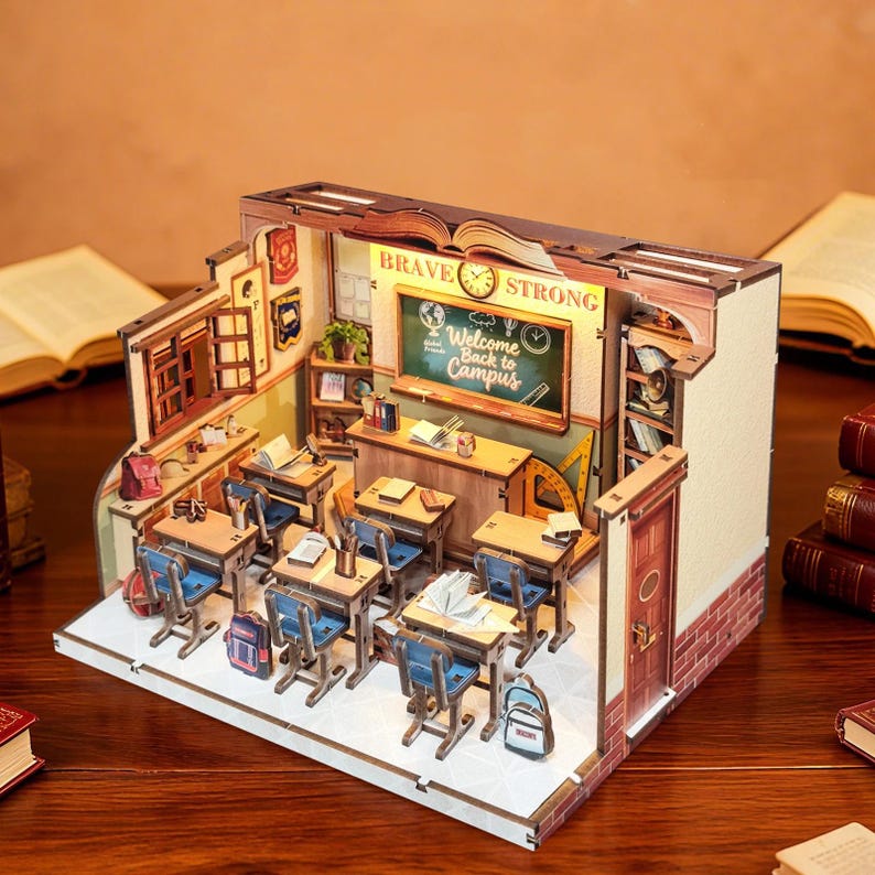 DIY Miniature School Classroom Dollhouse Kit: Back to Campus Holiday ...