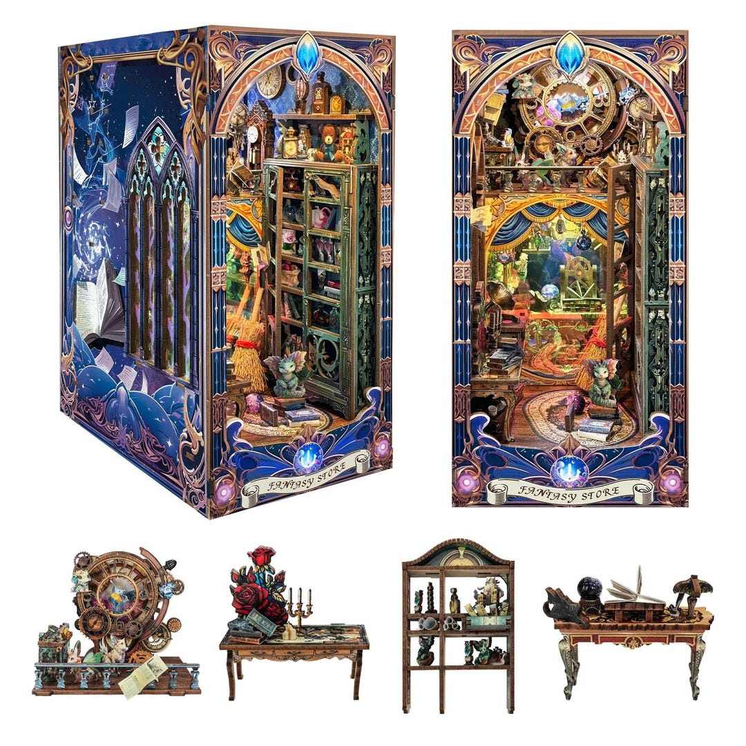 DIY Fantasy Store Book Nook Kit: Miniature Library With Mechanical ...