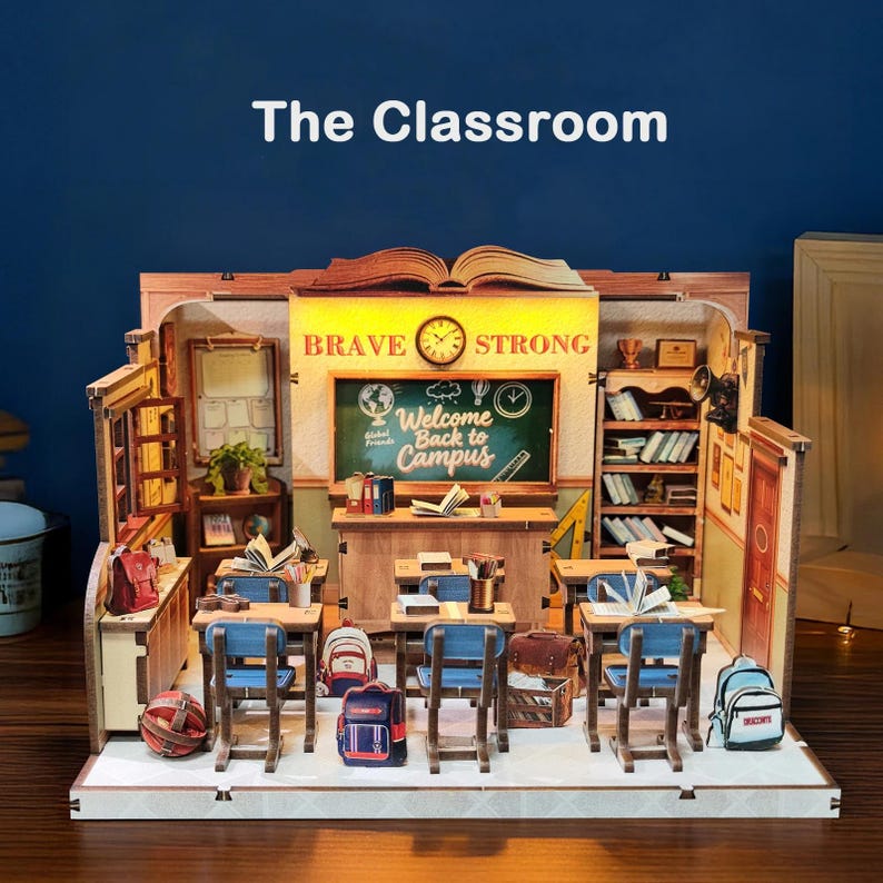 DIY Miniature School Classroom Dollhouse Kit: Back to Campus Holiday ...