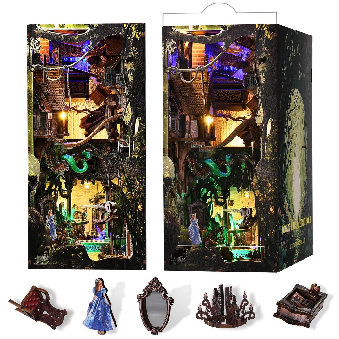 DIY Book Nook Kit Down the Rabbit Hole Book Nook Forest Story Book ...